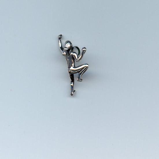 Climbing Girl Figurine Pendant -Sterling Silver - Rock Climbing Jewelry